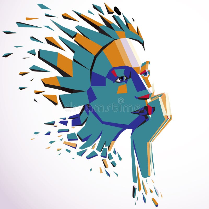 Smart Person Concept, Human Head Exploding and Breaks into Multi Stock ...