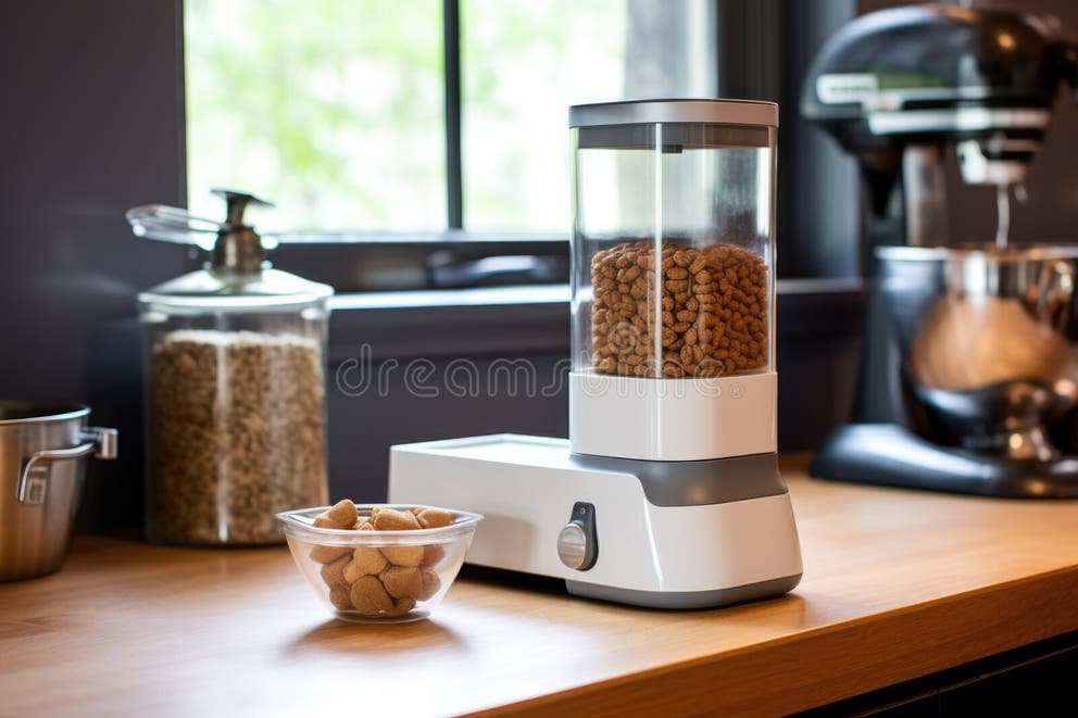 Smart Pet Feeder on Kitchen Counter Stock Photo - Image of wifi ...