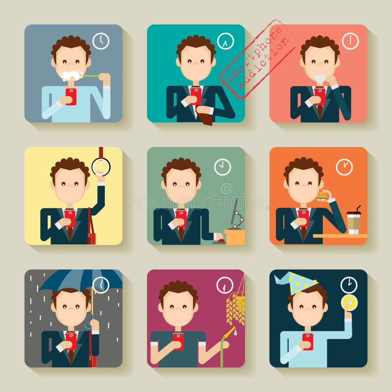 Smart Phone Addiction Infographics Stock Vector - Illustration of ...