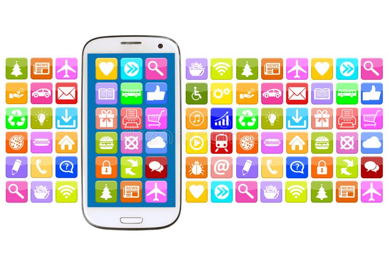 Smart Phone with Application Apps App for Internet Stock Illustration ...