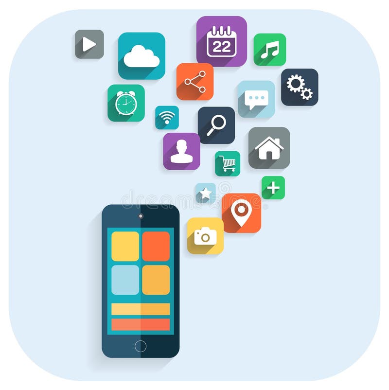 Flat Ui Design Icons. Multimedia. Stock Vector - Illustration of home ...