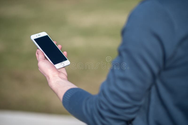 Smart Phone Being Held in Hand Stock Photo - Image of isolated, gadget ...