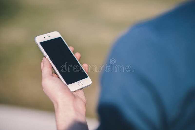 Smart Phone Being Held in Hand Stock Image - Image of held, blank: 88728151