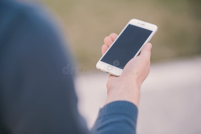 Smart Phone Being Held in Hand Stock Image - Image of held, blank: 88728151