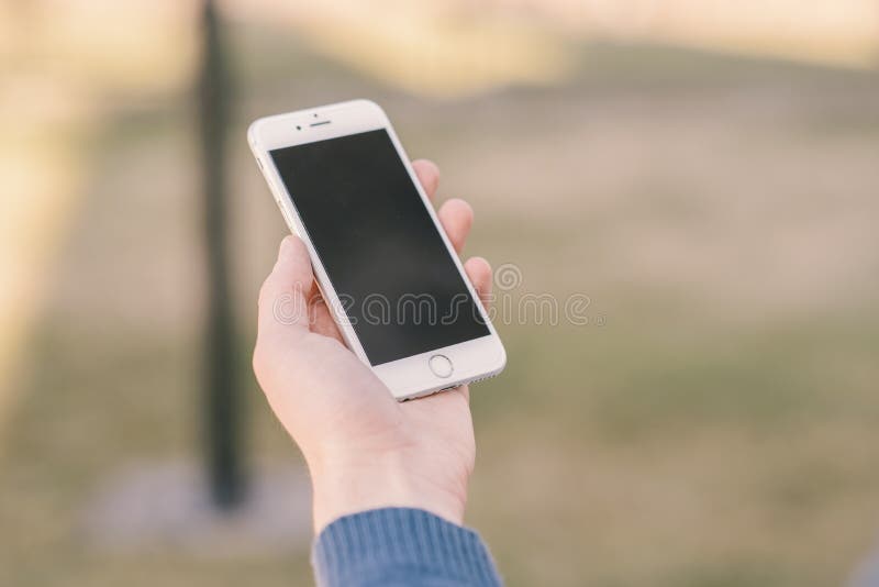 Smart Phone Being Held in Hand Stock Image - Image of held, blank: 88728151