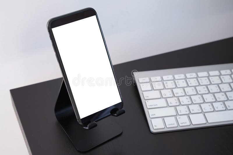 Smart Phone with Blank Screen Phone Screen Mockup Close Up Stock Image ...