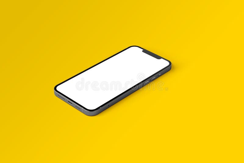 Smart Phone Blank Screen Mockup with Yellow Background 3d Rendering ...