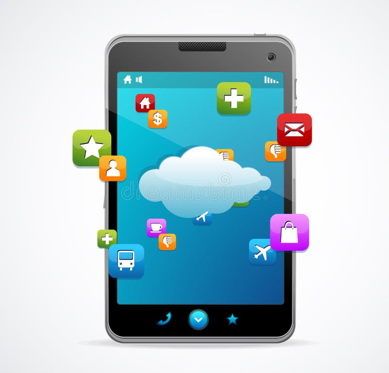 Smart Phone With Blue Screen Stock Vector - Illustration of device ...