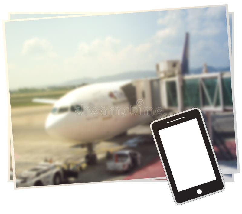Smart Phone and Blur of Passenger Airplane Stock Image - Image of ...