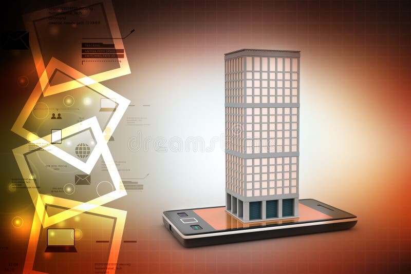 The White and Blank Screen of Smart Phone.Smart Phone and City Building ...