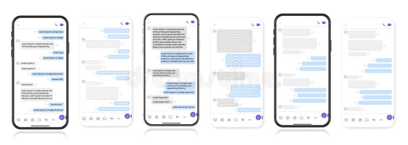 Smart Phone with Carousel Style Messenger Chat Screen. Sms Template ...
