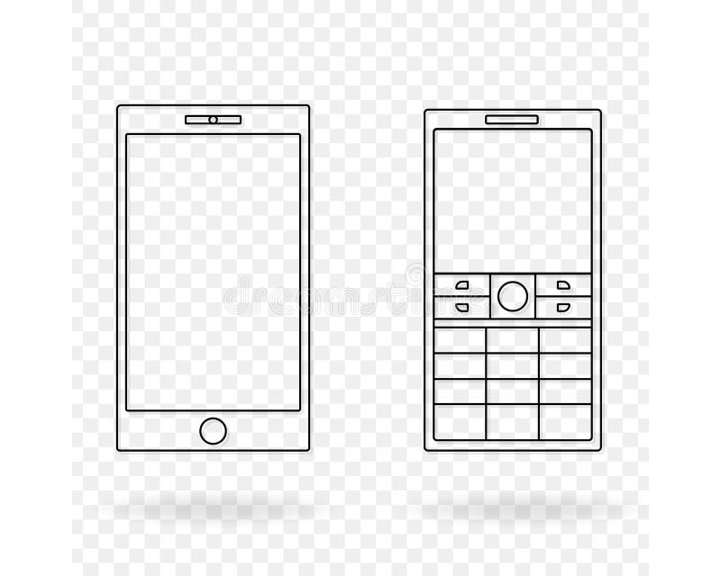 Old Fashioned or Smart Touch Mobile Phone Line Art Icon Editable Stroke ...