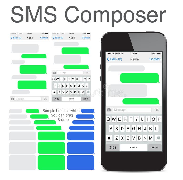 Text Message Bubbles Iphone Stock Illustrations – 70 Text Message ...