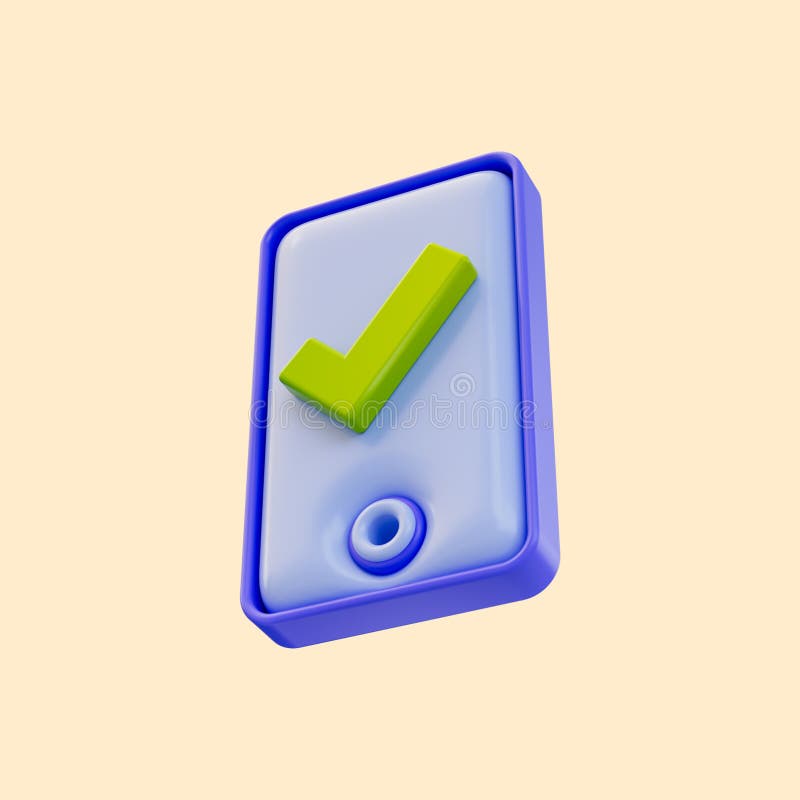 Smart Phone Check Mark Icon 3d Render Concept for Correct Information ...