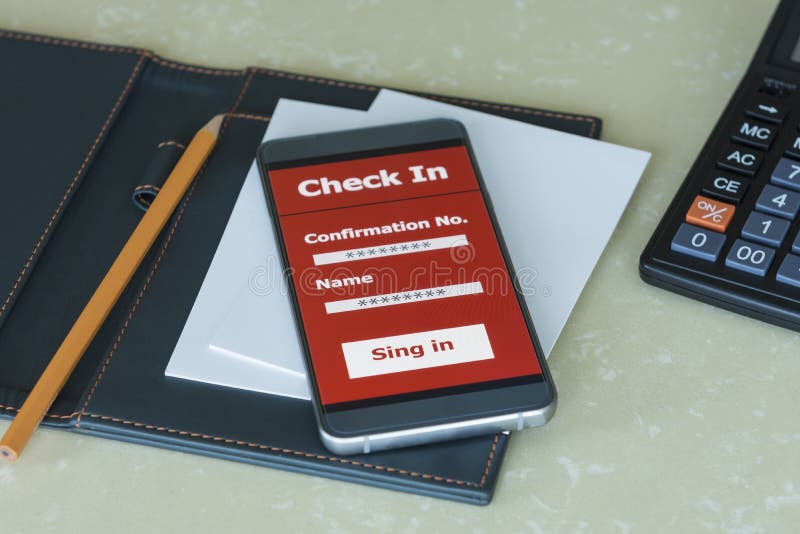 Smart phone check-in stock image. Image of communication - 76395451