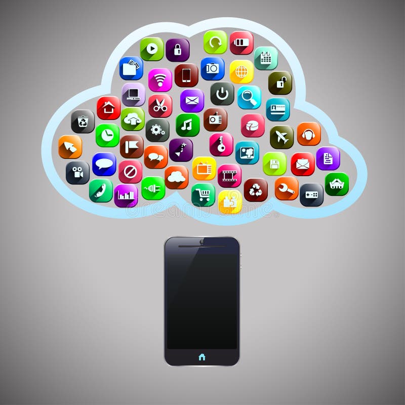 Smart phone cloud stock vector. Illustration of network - 37849369