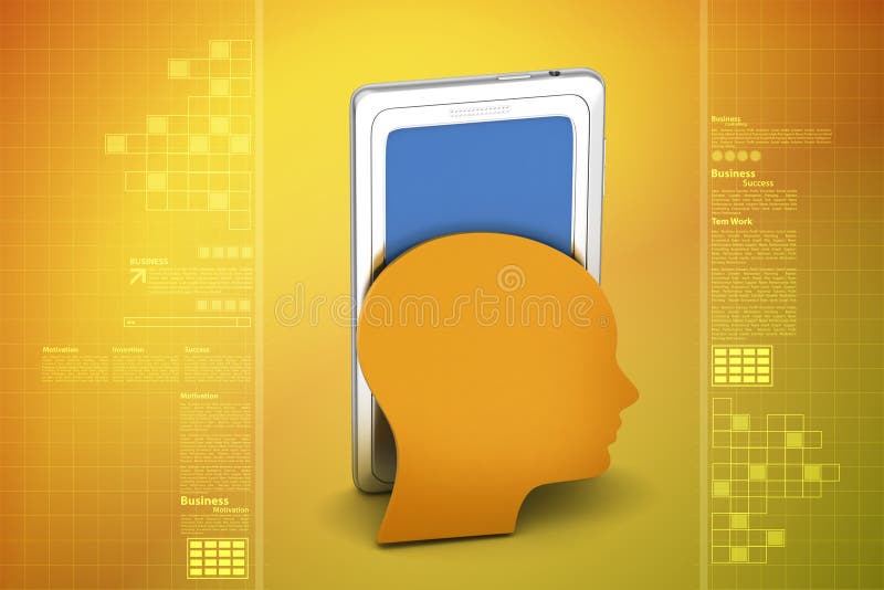 Smart Phone Con La Testa Dell'uomo Illustrazione di Stock ...