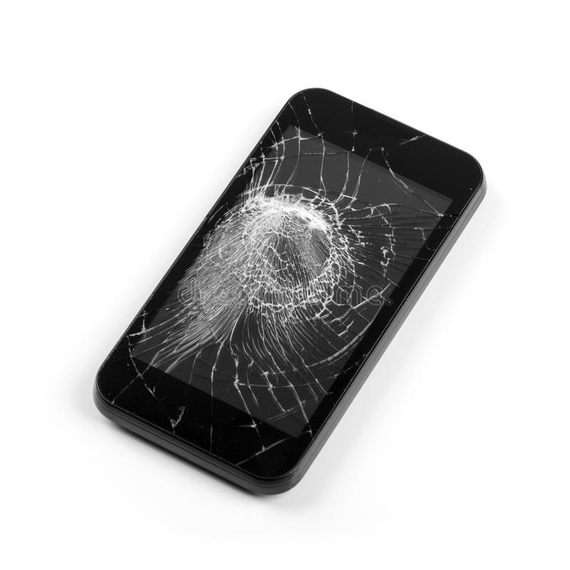 Smart Phone Con Lo Schermo Rotto Isolato Su Bianco Fotografia Stock ...