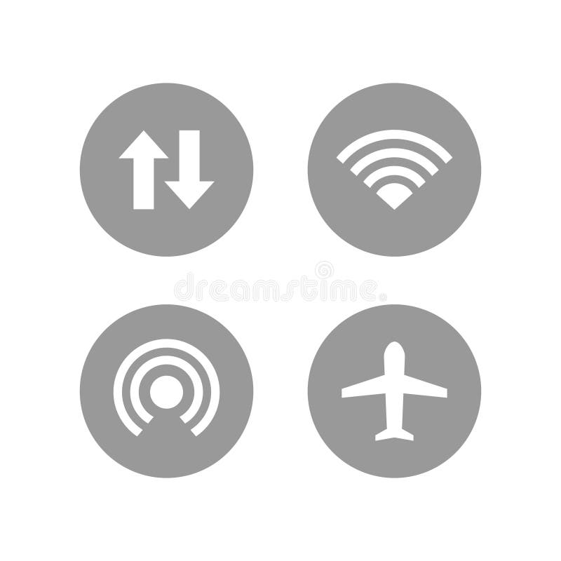 Smart Phone Connection Button Icon Set. Airplane Mode, Wifi, Hotspot ...
