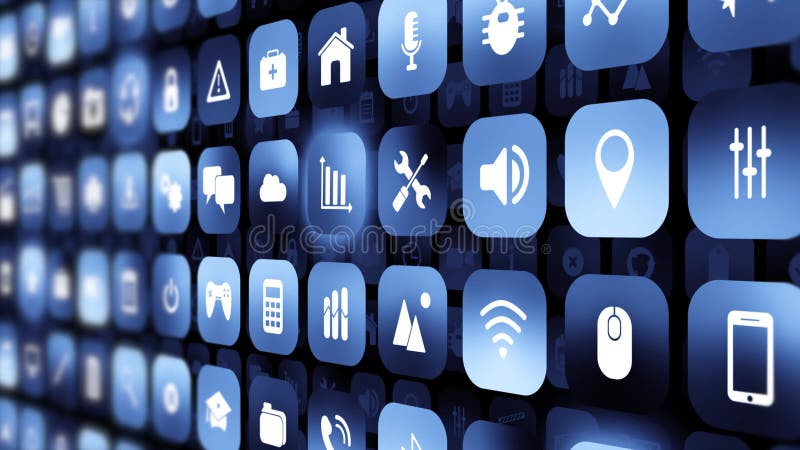 Smart Phone Display Showing Software App Icons Application Background ...