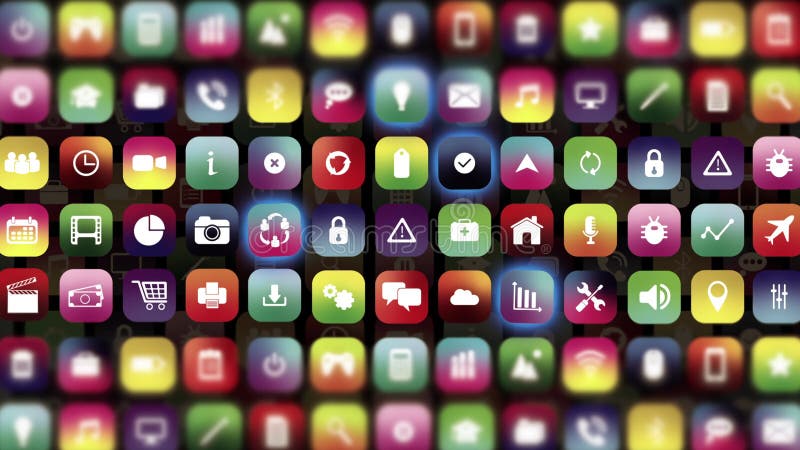 Smart Phone Display Showing Software App Icons Application Background ...