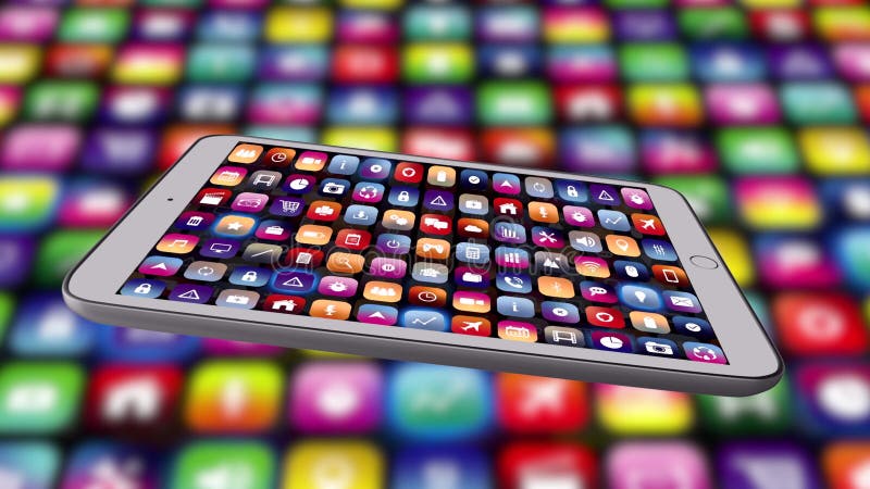 Smart Phone Display Showing Software App Icons Application Background ...