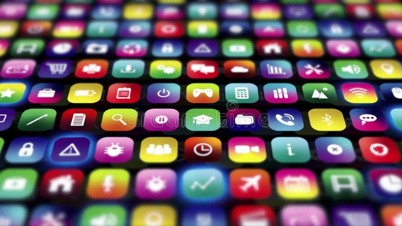 Smart Phone Display Showing Software App Icons Application Background ...