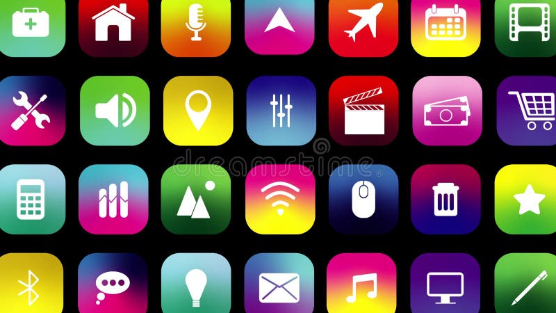 Smart Phone Display Showing Software App Icons Application Background ...