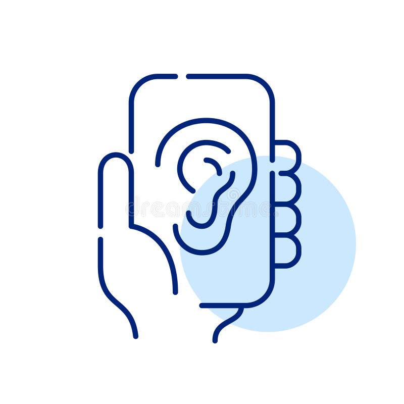 Smart Phone with Ear Icon. Speech Recognition App. Pixel Perfect Icon ...