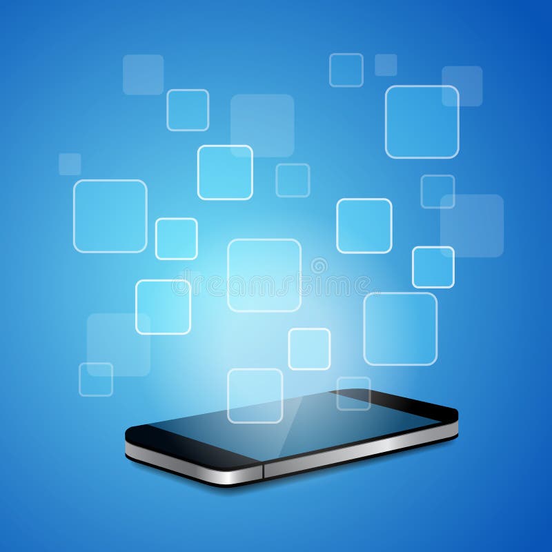 Smart phone with empty APP stock vector. Illustration of blue - 54574729