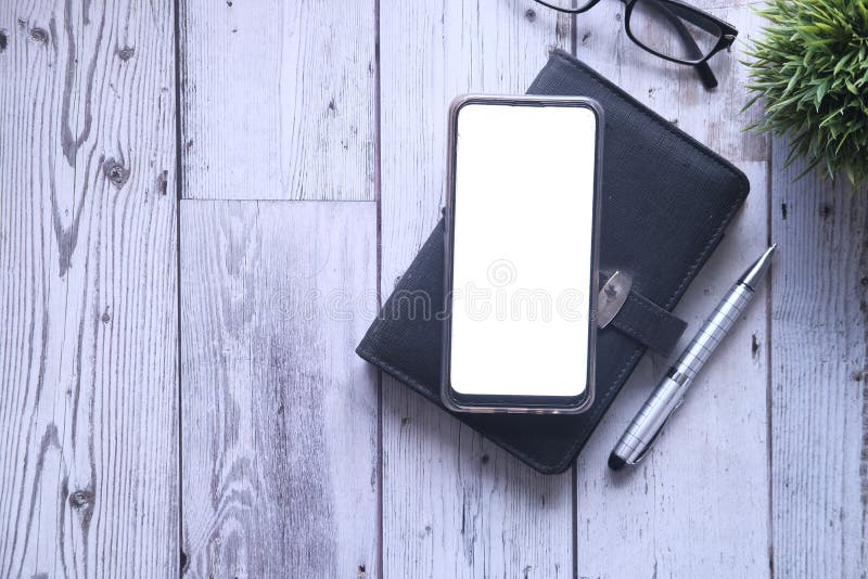 Smart Phone with Empty Screen on Notepad Stock Image - Image of notepad ...