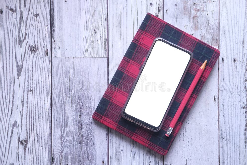 Smart Phone with Empty Screen on Notepad Stock Photo - Image of notepad ...