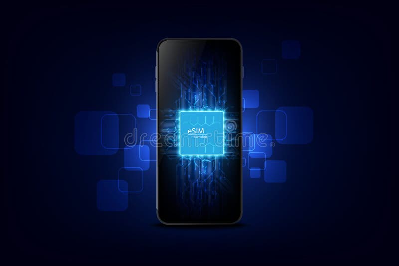 Smart Phone ESIM Card Chip Sign. Embedded SIM Concept Stock Vector ...