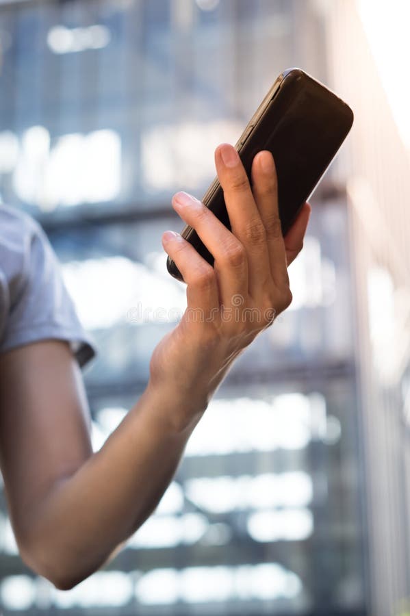 Smart Phone in Female Hand. Stock Image - Image of media, gadget: 116064661