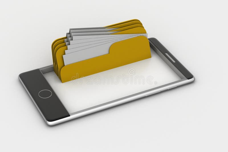 Smart Phone with File Folder Stock Illustration - Illustration of data ...
