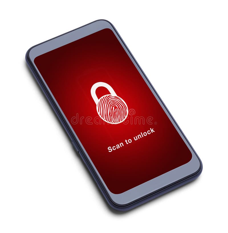 Smart Phone Fingerprint Scan Stock Illustration - Illustration of lock ...