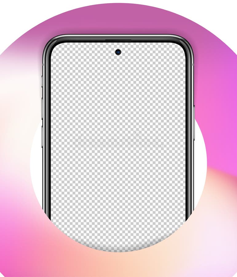 Smart Phone Frame with Camera in Pink Circle. Modern Realistic 3d ...