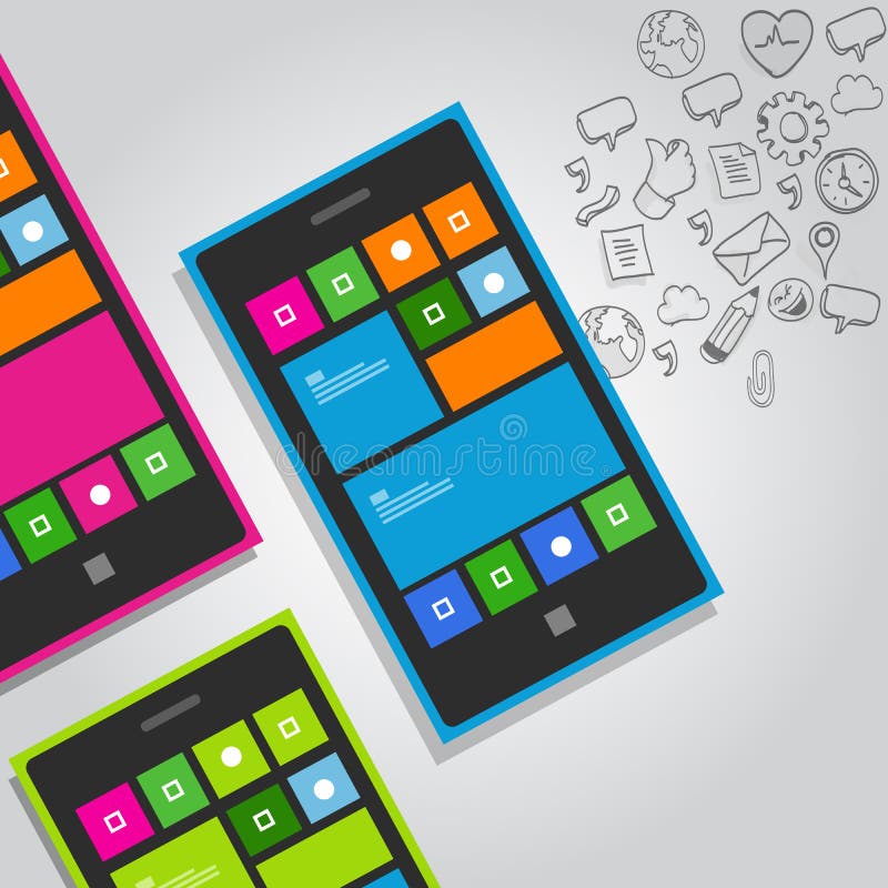 Smart Phone Function Icon Concept Vector Stock Vector - Illustration of ...