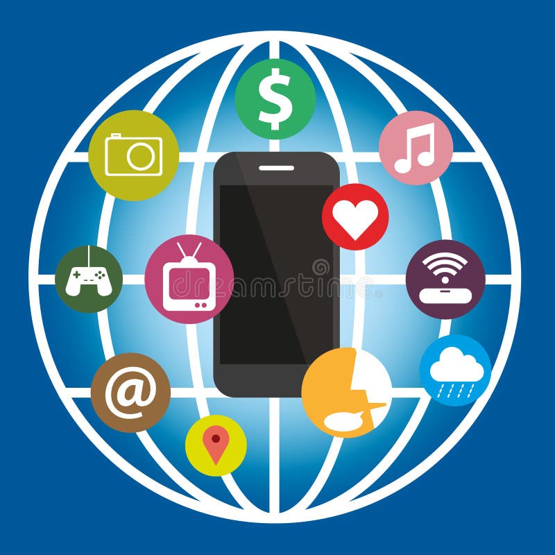 Smart Phone Function with Icon Global Technology Stock Vector ...