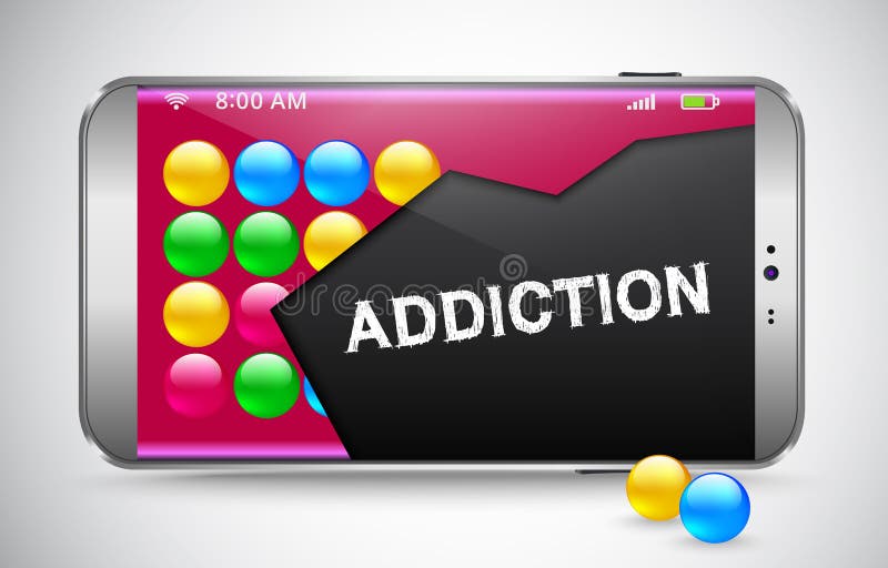 Smart Phone and Gaming Addiction Stock Illustration - Illustration of ...