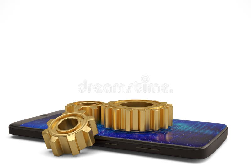 Phone With Gears And Cogs. Mobile Repair, Phone, Gear. Stock ...