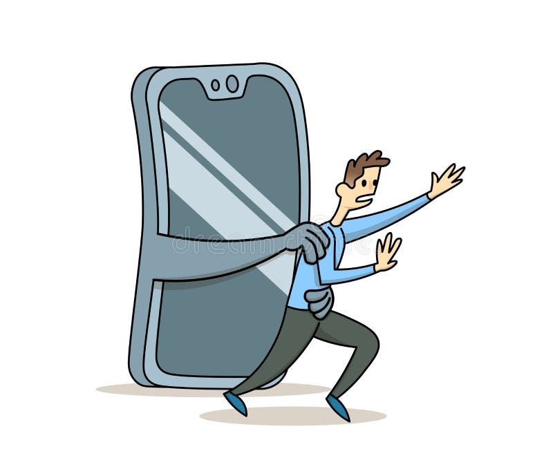 Smart Phone Getting A Hold On A Young Man Gadget Addiction Social
