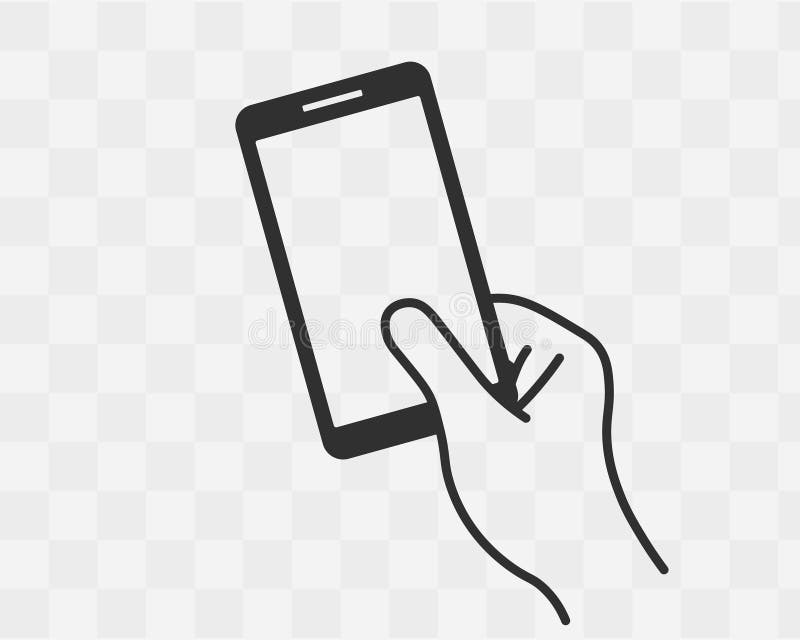 Smart Phone in Hand Icon Symbol. Hand Holding and Using a Smartphone ...