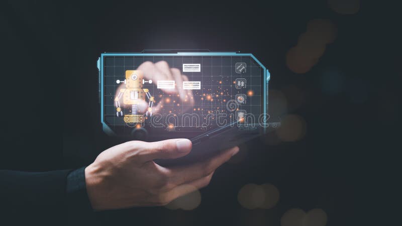 Smart Phone in Hands of a Businessman ,artificial Intelligence ...