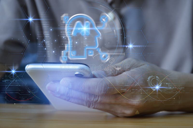 Smart Phone in the Hands of a Businessman, Artificial Intelligence ...