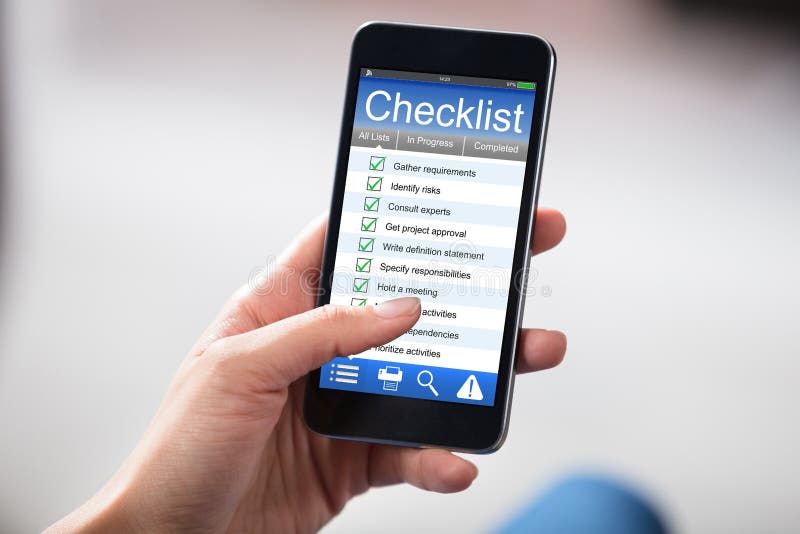 Smart Phone in Hands with Check List Stock Image - Image of holding ...