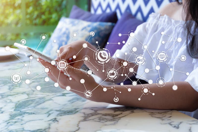 Smart phone on the hands. stock image. Image of network - 120701395