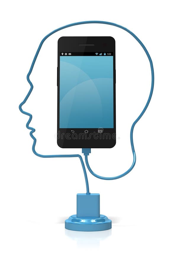 Smart Phone Head Smart stock illustration. Illustration of screen ...