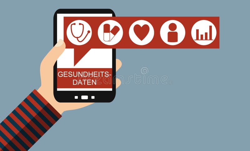 Smart Phone: Health Data German - Flat Design Stock Illustration ...