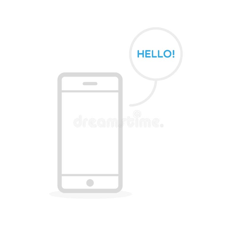 Smart Phone with Hello Message. Vector Illustration, Flat Design Stock ...